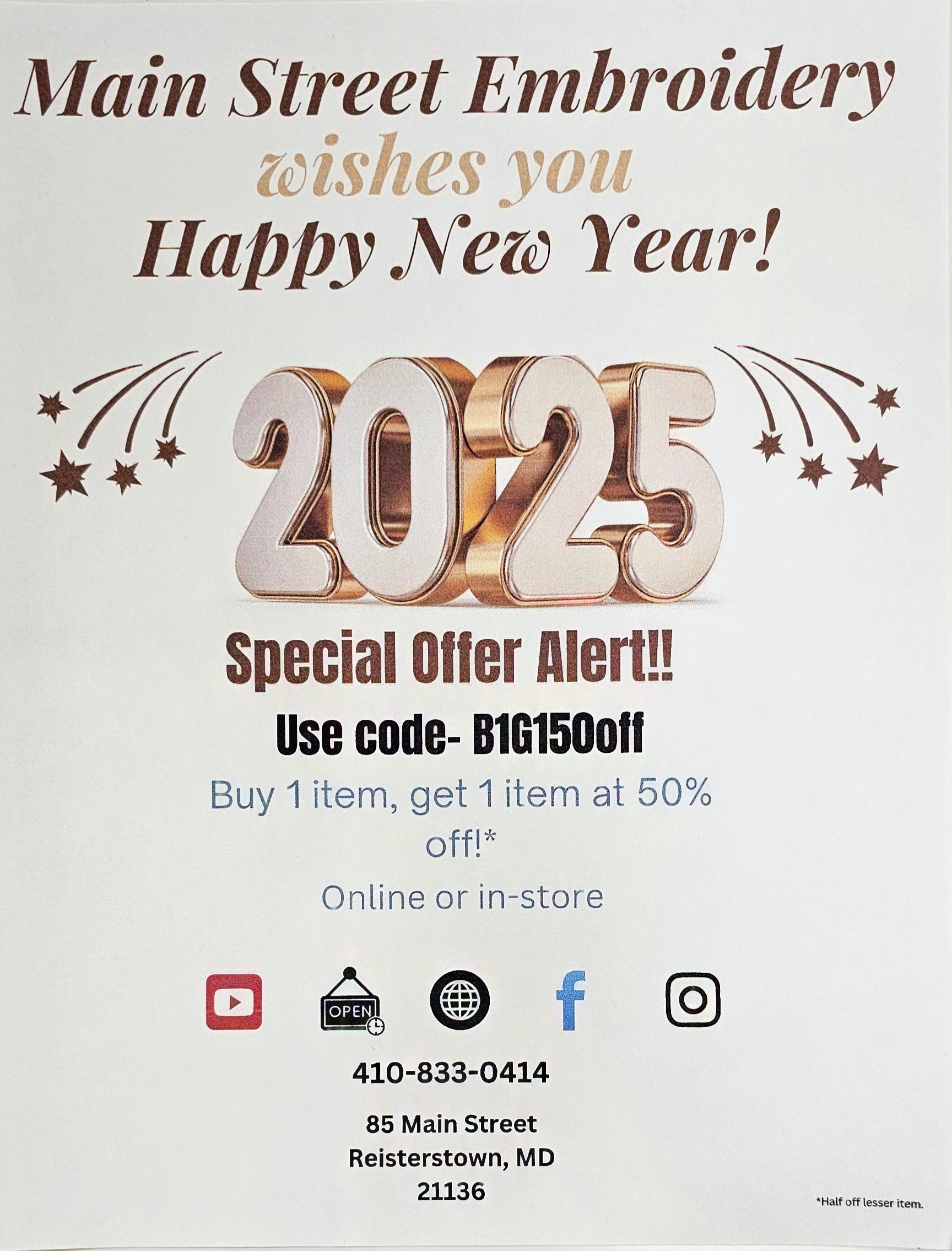 Current School Flyer - Coupon Code Inside! 🥳 – Main Street Embroidery